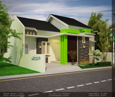 Desain Rumah 1 Lantai Type 64 Lebar 8 Meter Minimalis - Arsitek Desain