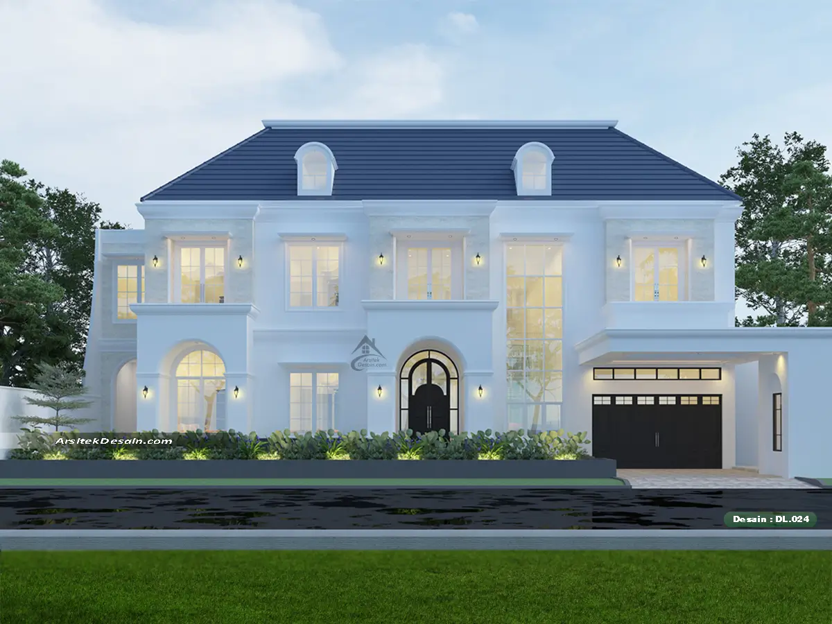 Desain Rumah Villa Klasik Mewah 2 Lantai Lebar 28 Meter - Arsitek Desain
